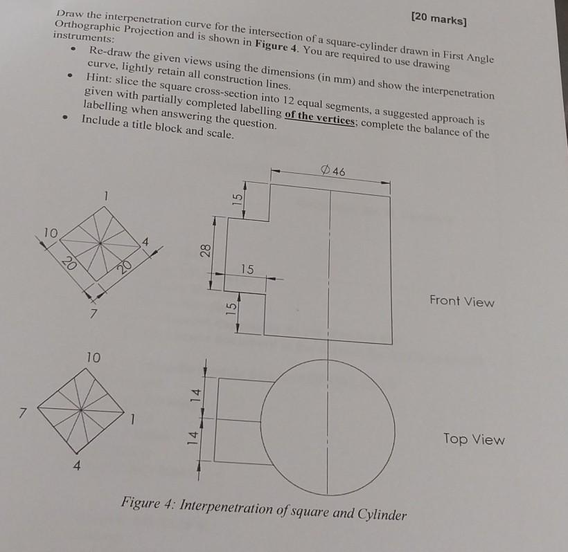 Draw the interpenetration curve for the intersection | Chegg.com