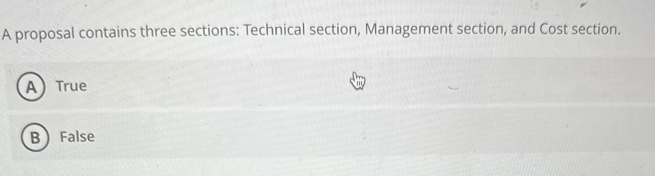 Solved A proposal contains three sections: Technical | Chegg.com