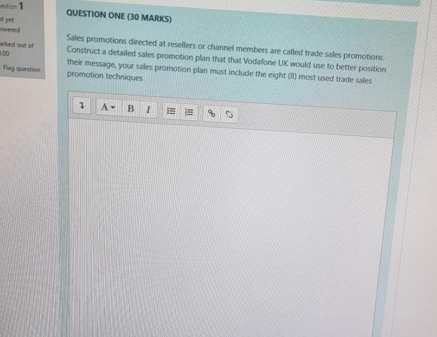 Solved QUESTION ONE (30 MARKS) Sales promotions directed at | Chegg.com