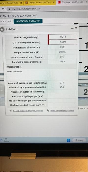 Solved LAW - IDEAL GAS L.AW CONSTANT LABORATORY SIMULATION | Chegg.com