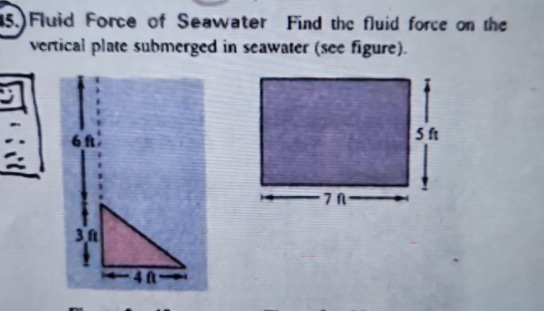 Solved Fluid Force of Seawater Find the fluid force on the | Chegg.com