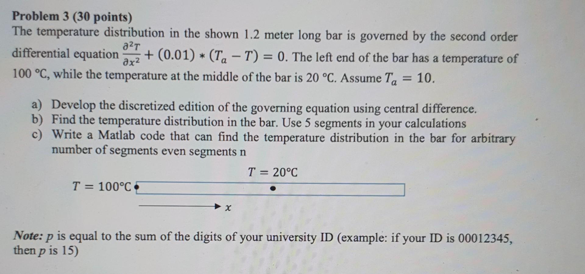 Solved Problem 3 (30 points) The temperature distribution in | Chegg.com