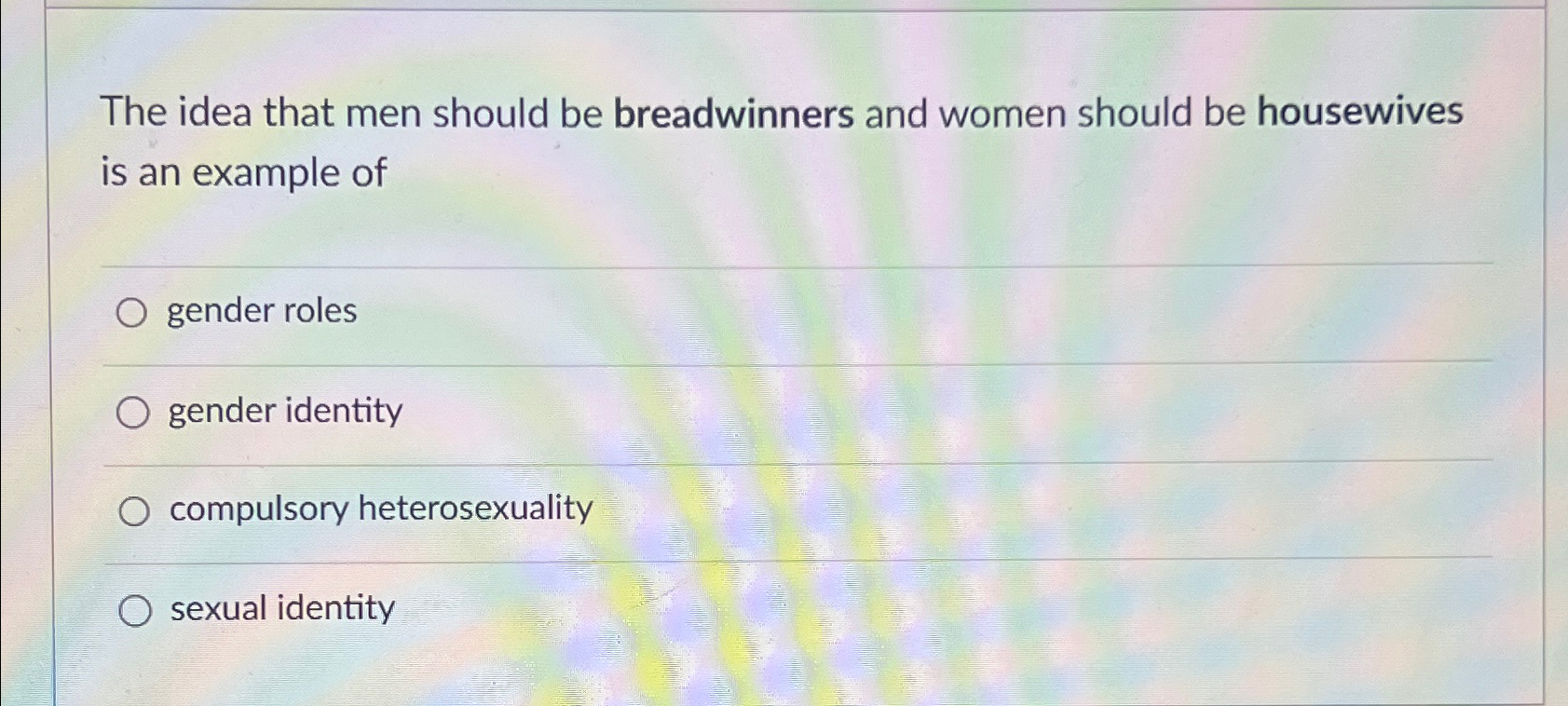 Solved The idea that men should be breadwinners and women | Chegg.com