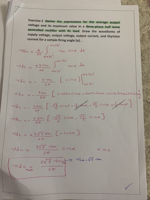 Exercise-1 Derive the expressions for the average | Chegg.com