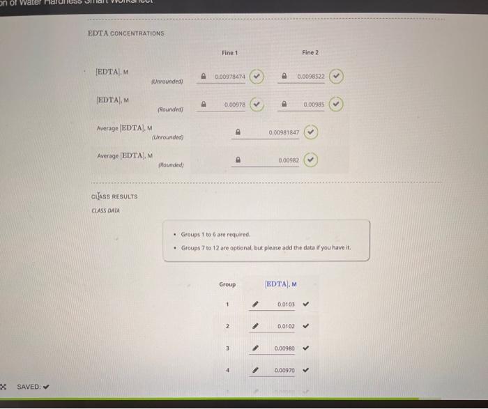 Solved Using your class average [EDTA](M) from Part A the | Chegg.com