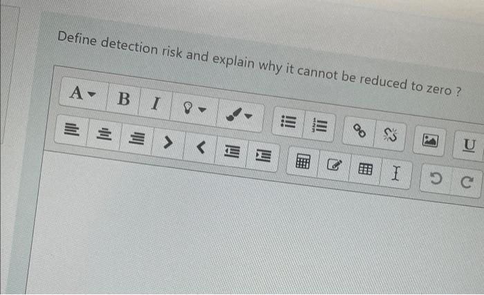 Solved Define detection risk and explain why it cannot be | Chegg.com