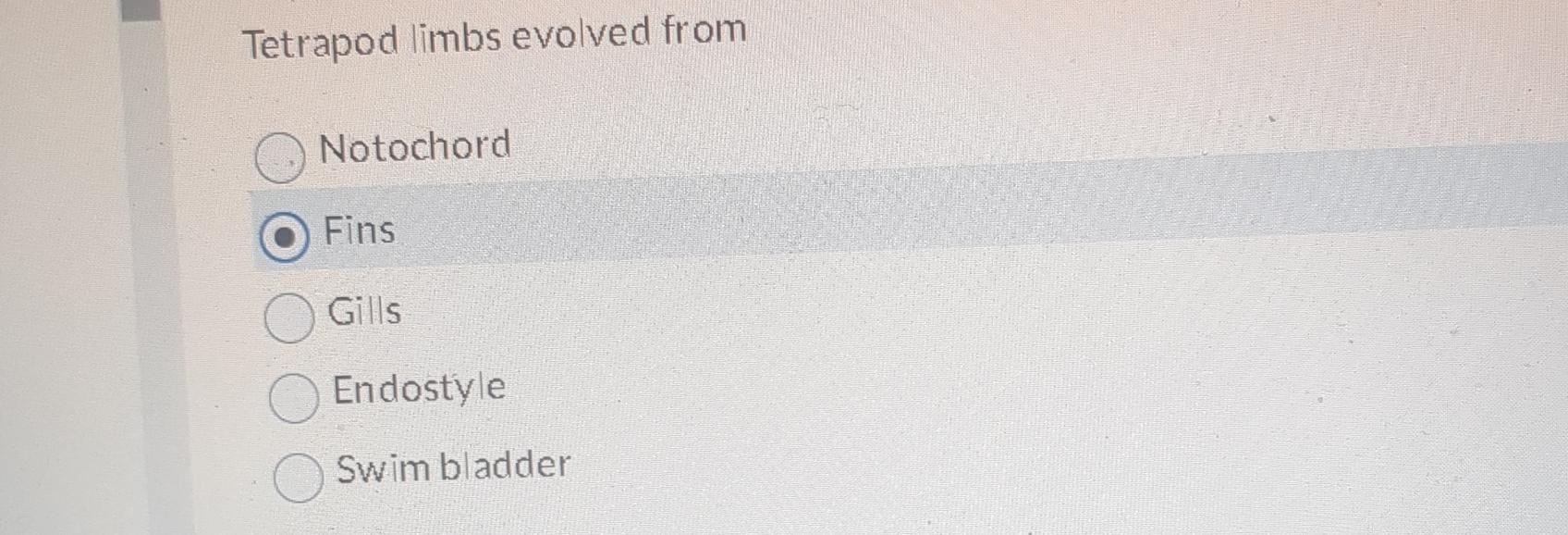 Solved Tetrapod limbs evolved | Chegg.com