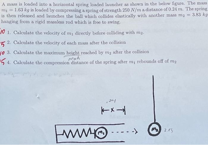 Solved a A mass is loaded into a horizontal spring loaded | Chegg.com
