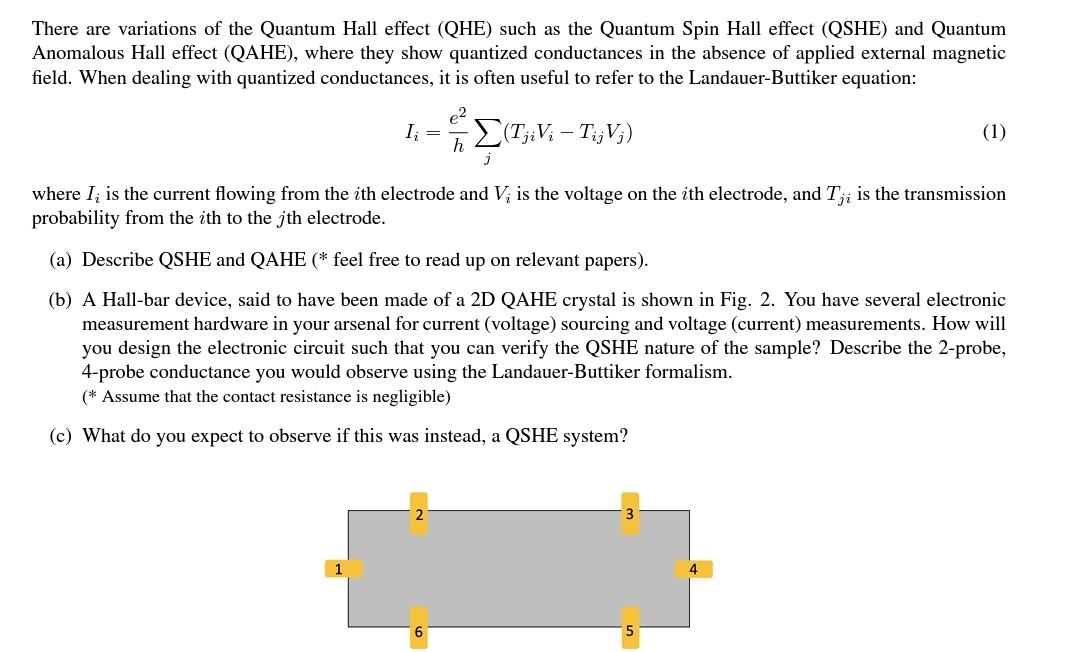 Solved There are variations of the Quantum Hall effect (QHE) | Chegg.com