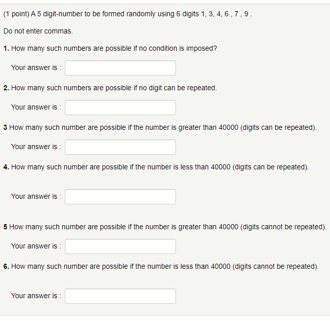 Solved (1 ﻿point) ﻿A 5 ﻿digit-number to be formed randomly | Chegg.com