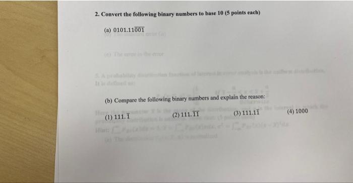 Solved 2. Convert the following binary numbers to base 10 (5 | Chegg.com