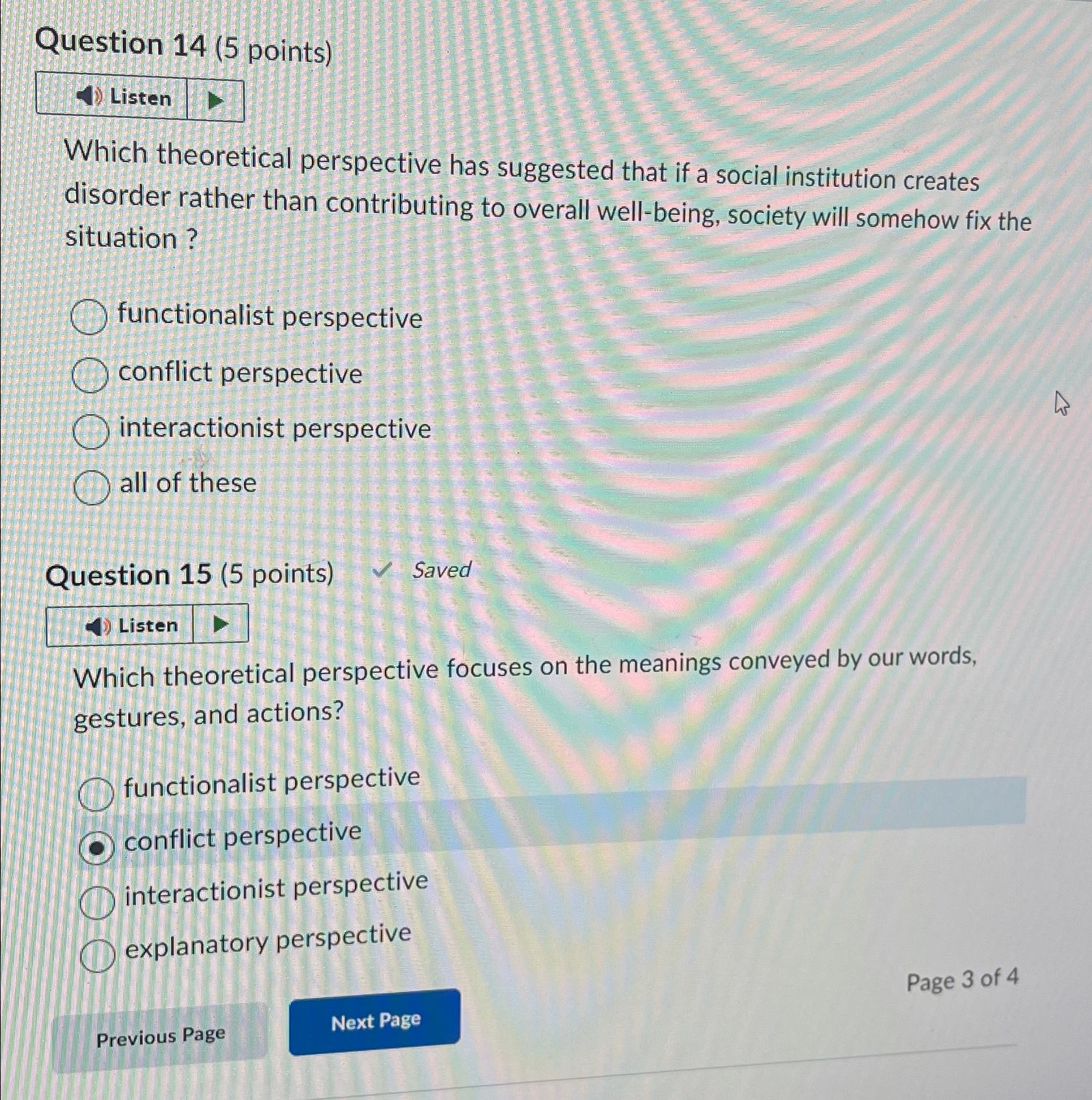 Solved Question 14 (5 ﻿points)ListenWhich theoretical | Chegg.com