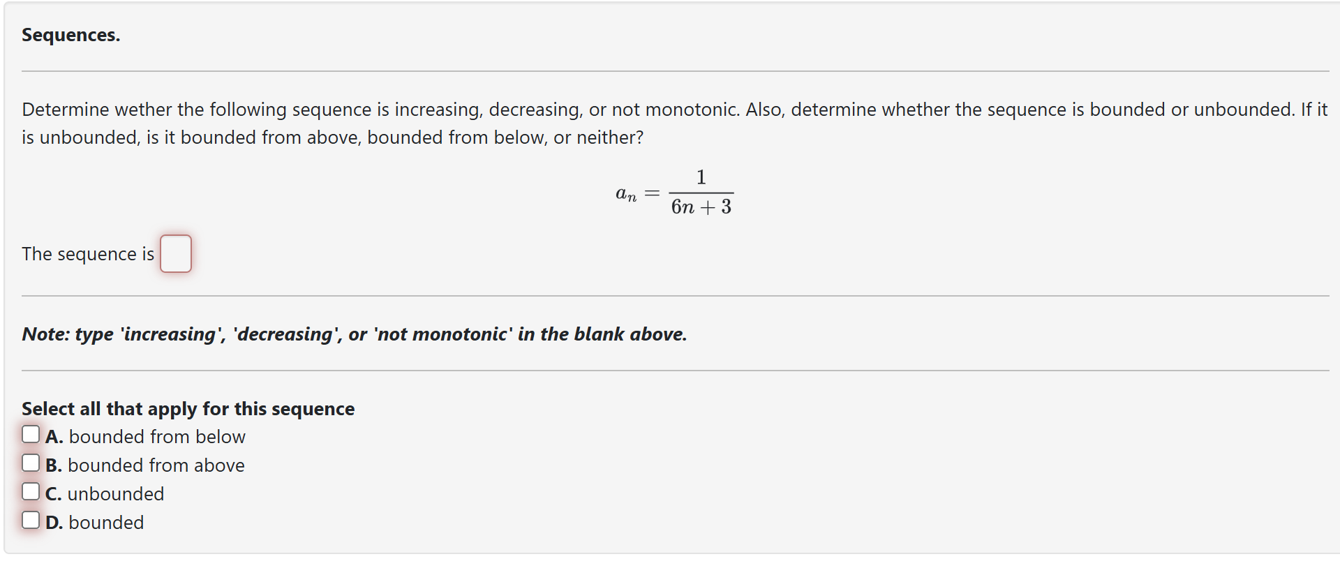 Solved Sequences.Determine wether the following sequence is | Chegg.com