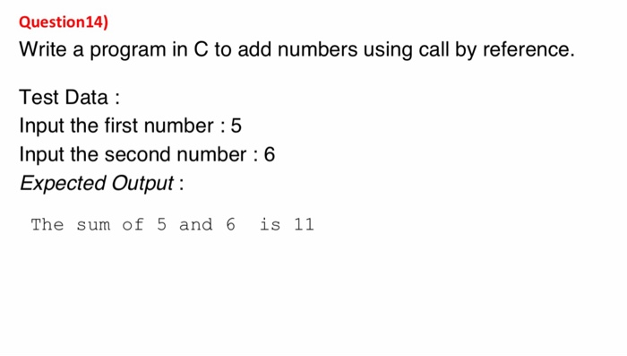 Solved Question 14) Write a program in C to add numbers | Chegg.com