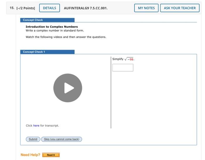 Solved Introduction to Complex Numbers Write a complex | Chegg.com