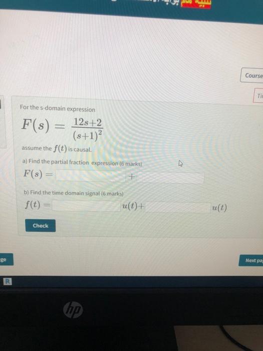 Solved For the s-domain expression H′(s)=(s+1)212s+2 assume | Chegg.com