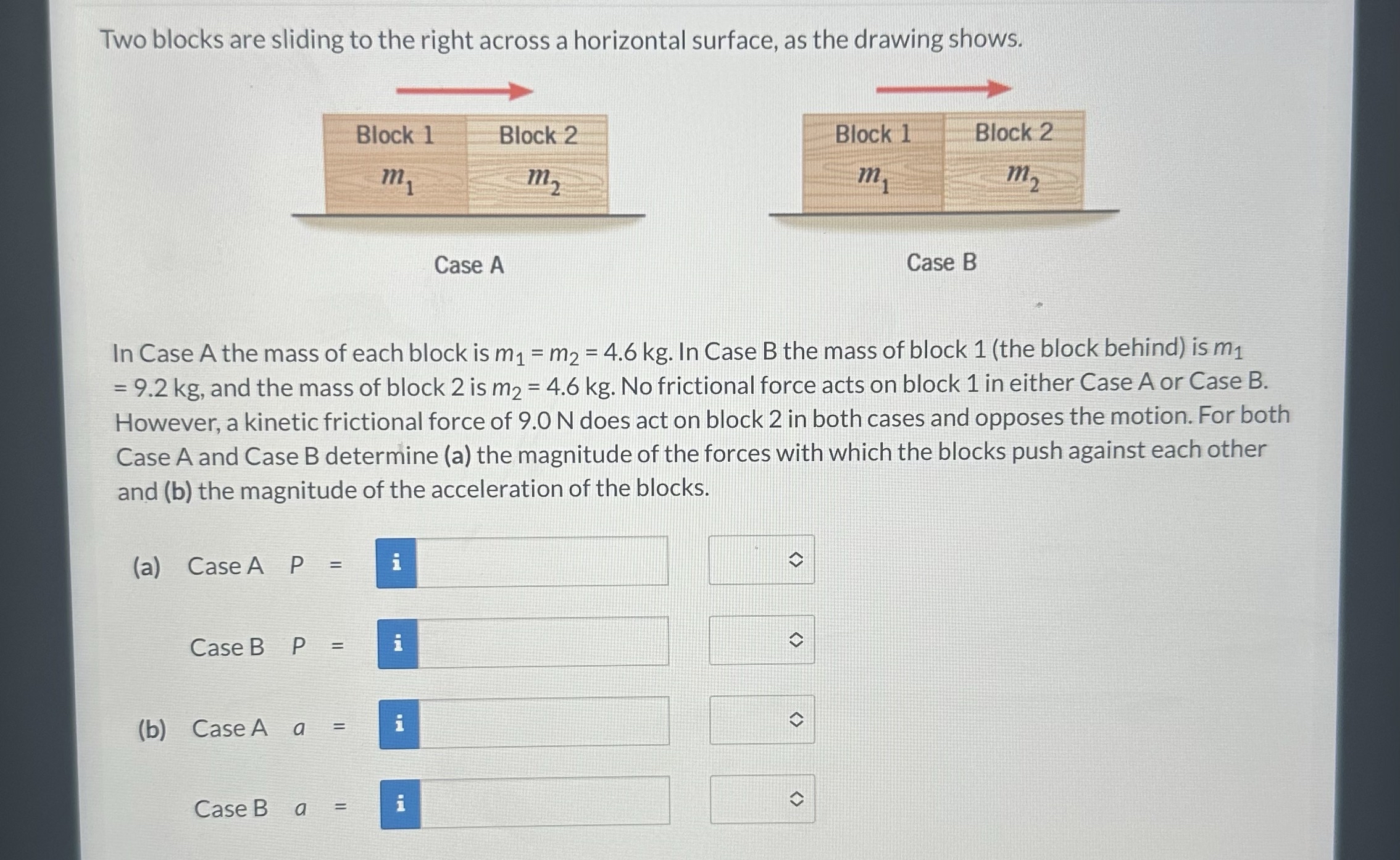 Solved Two blocks are sliding to the right across a | Chegg.com