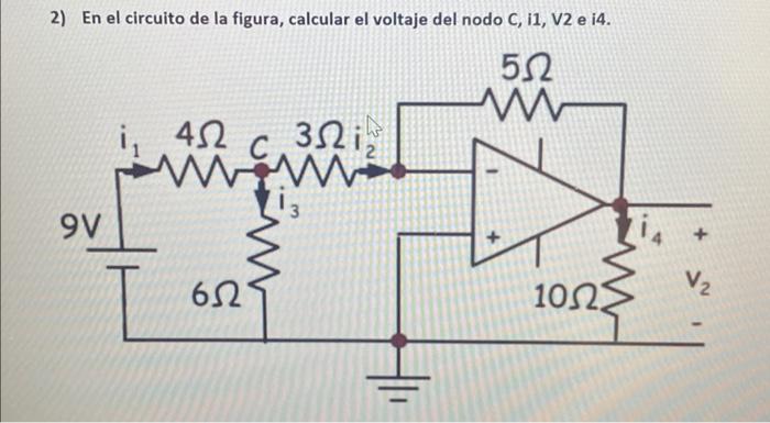 Solved 2) En el circuito de la figura, calcular el voltaje | Chegg.com