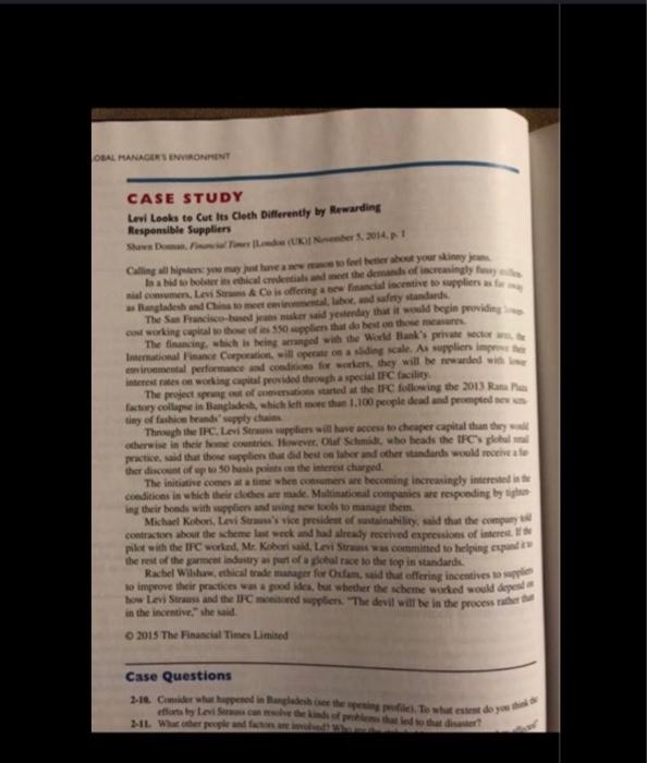 Solved CASESTUDY Levi Loeks te Cut Its Cleth Diflerently by | Chegg.com