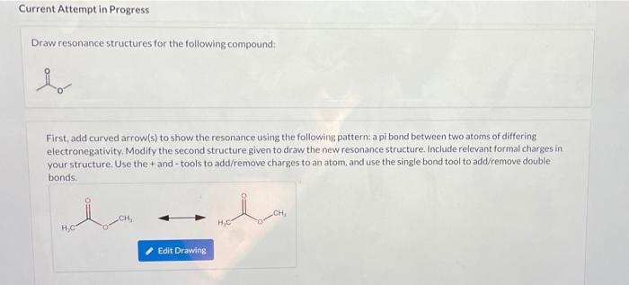 Solved Current Attempt in Progress Draw resonance structures | Chegg.com