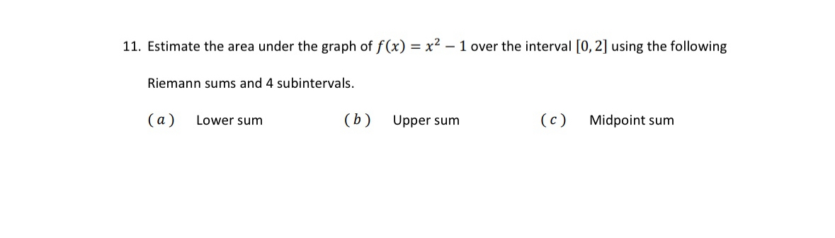 Solved Estimate the area under the graph of f(x)=x2-1 ﻿over | Chegg.com