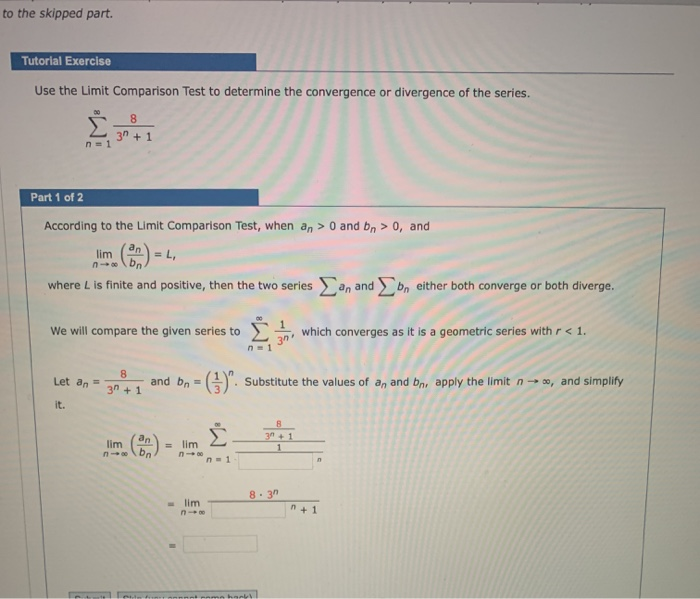 Solved to the skipped part. Tutorial Exercise Use the Limit | Chegg.com Solved to the skipped part. Tutorial Exercise Use the Limit | Chegg.com