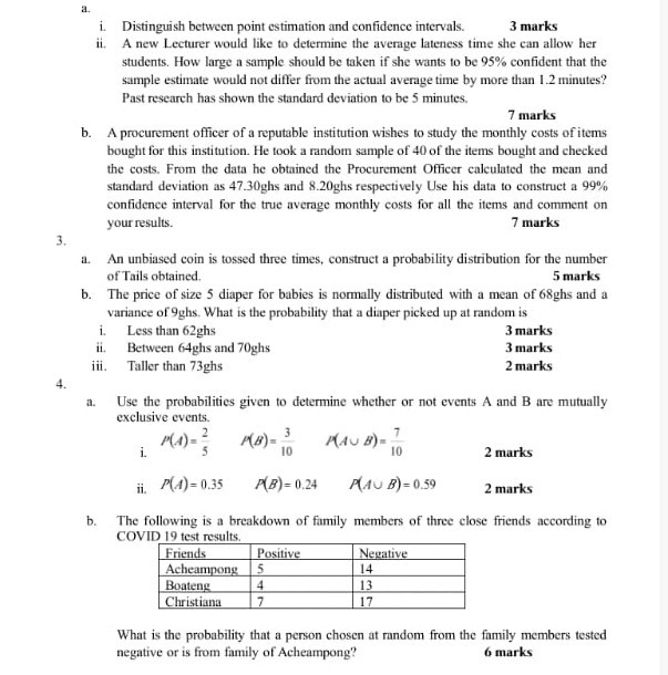 a 3. i. Distinguish between point estimation and | Chegg.com