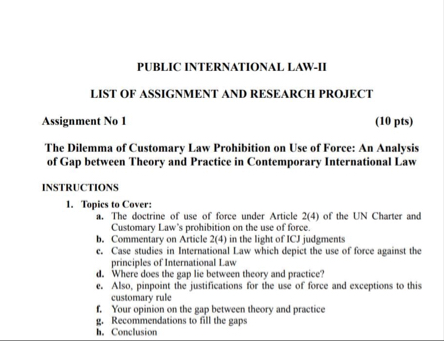 Solved PUBLIC INTERNATIONAL LAW-IILIST OF ASSIGNMENT AND | Chegg.com