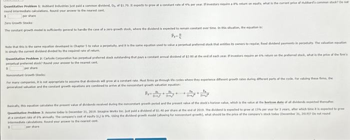 Solved Quantitative Problem 1: Hubbard Industries just paid | Chegg.com