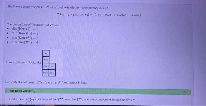 Solved The linear transtormation T:R6→R6 below is nilpotent | Chegg.com