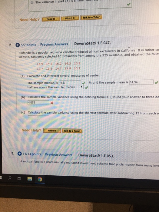 Solved 57 points Previous Answers DevoreStat9 1.E047. | Chegg.com