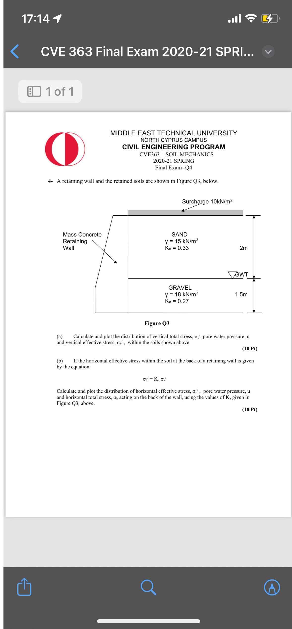 Solved 17:14illว [द]CVE 363 ﻿Final Exam 2020-21 ﻿SPRI...目 1 | Chegg.com