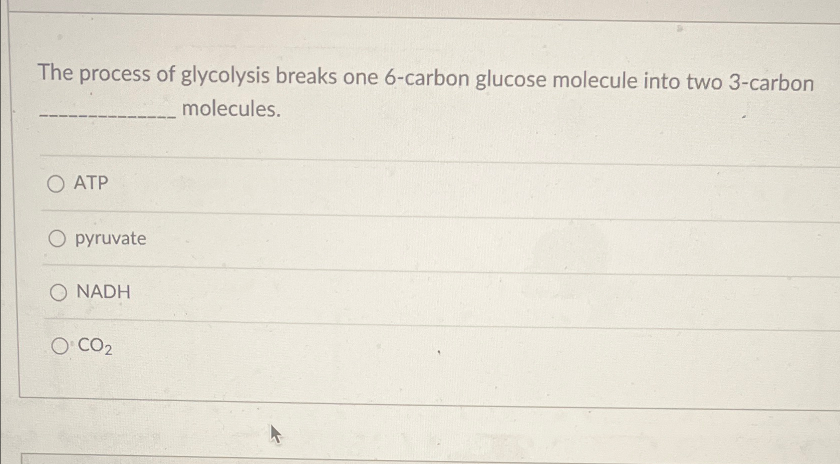 Solved The process of glycolysis breaks one 6-carbon glucose | Chegg.com