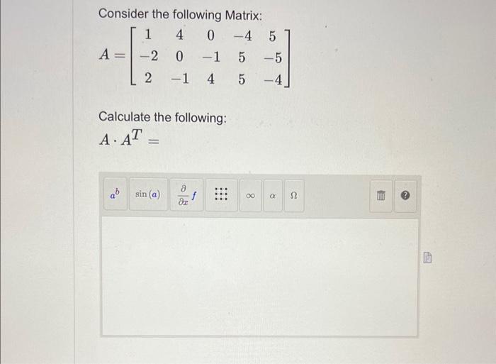 Solved Consider the following Matrix: | Chegg.com