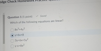 Solved Question 1 (1 ﻿point) ﻿SavedWhich of the following | Chegg.com