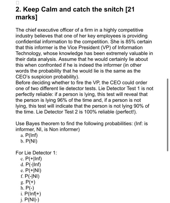 Solved 2. Keep Calm and catch the snitch [21 marks] The | Chegg.com