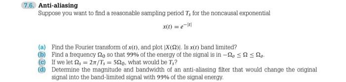 Solved 76. Anti-aliasing Spore you want to find a seasonable | Chegg.com