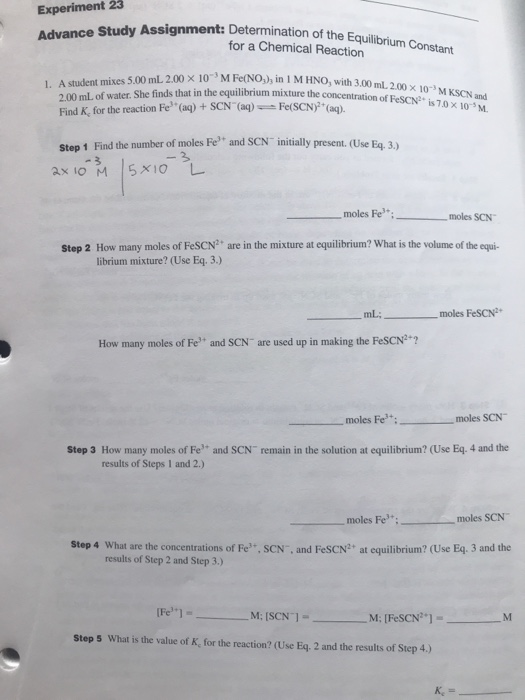 Solved Experiment 23 Advance Study Assignment: Determination | Chegg.com