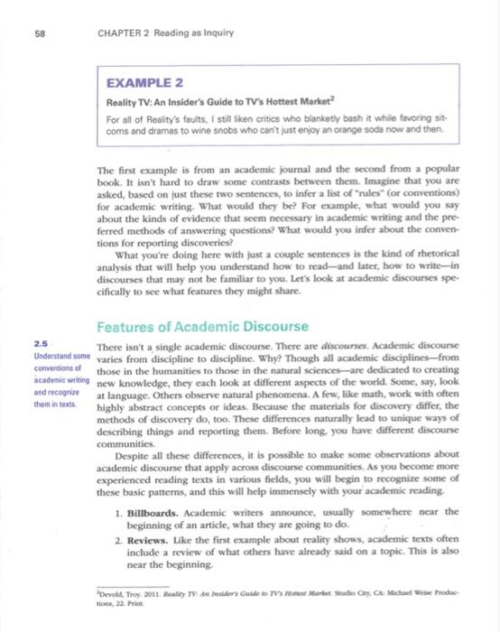 Analyze the academic discourse features in thearticle | Chegg.com