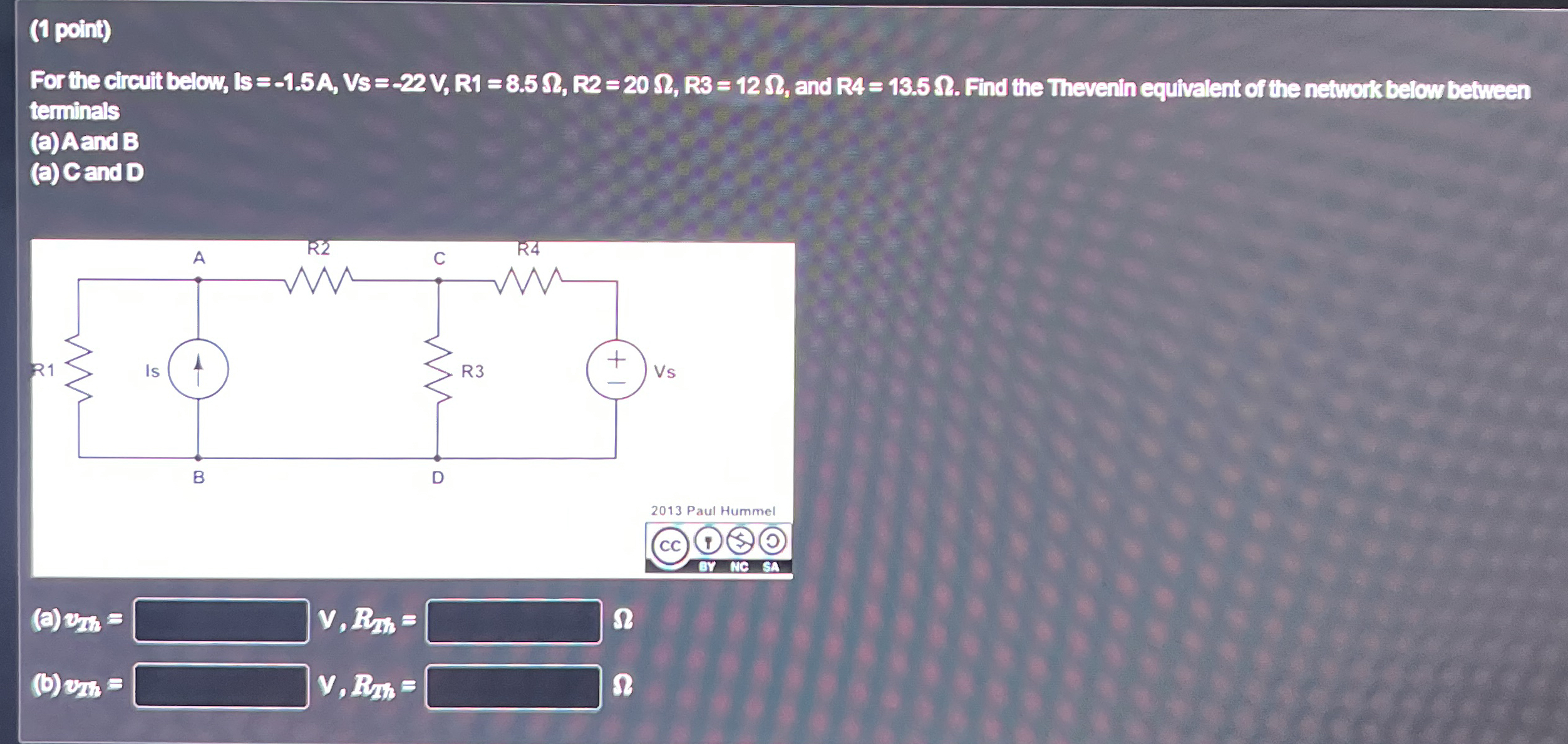 Solved (1 ﻿point)For the circuit below, ls | Chegg.com