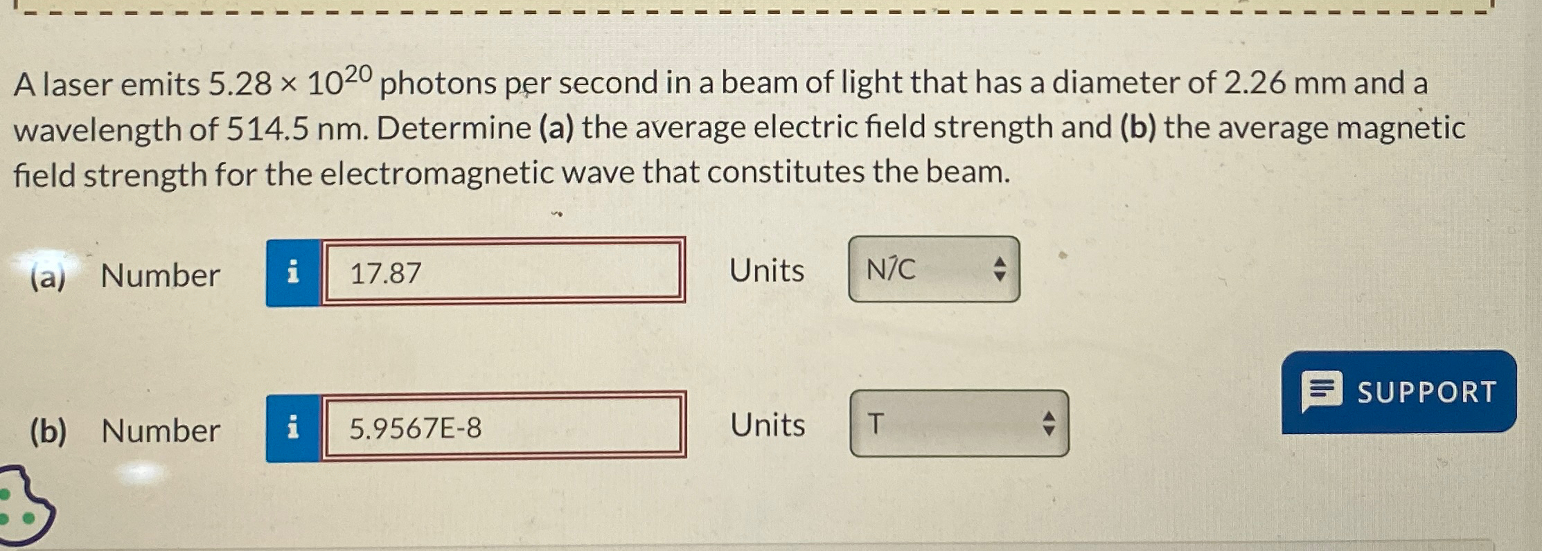 Solved A laser emits 5.28×1020 ﻿photons per second in a beam | Chegg.com