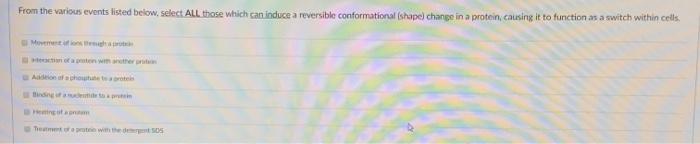 Solved From the various events listed below, select All | Chegg.com