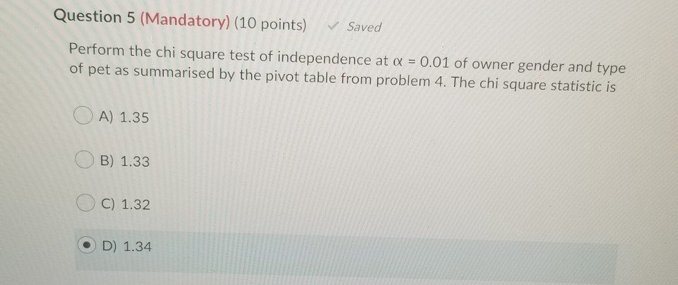 Solved Question 4 (Mandatory) (15 points) Saved ASPCA | Chegg.com