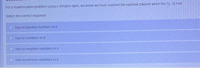 Solved For a maximization problem using a Simplex table, we | Chegg.com