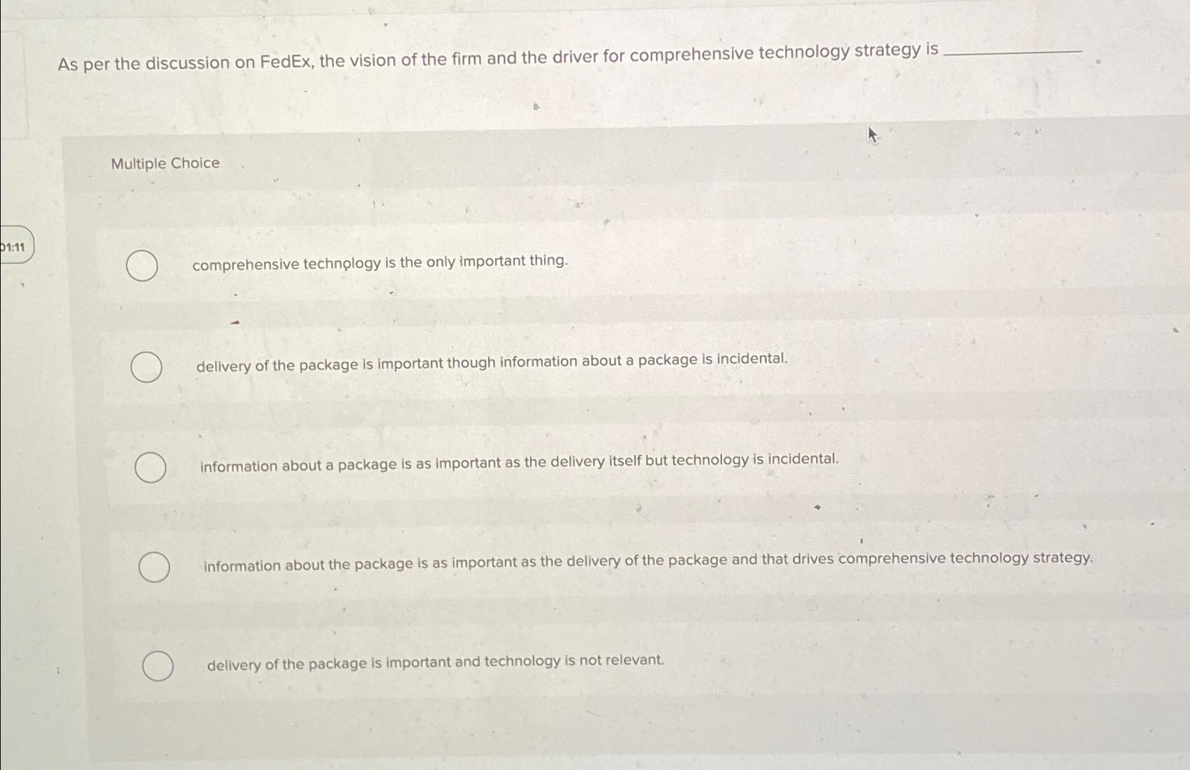 Solved As per the discussion on FedEx, the vision of the | Chegg.com