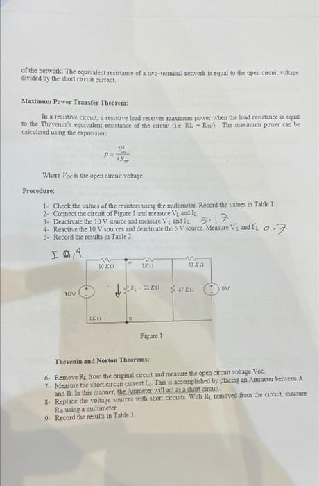 Solved EXPERIMENTS SUPERPOSITION & THEVENIN / NORTON | Chegg.com