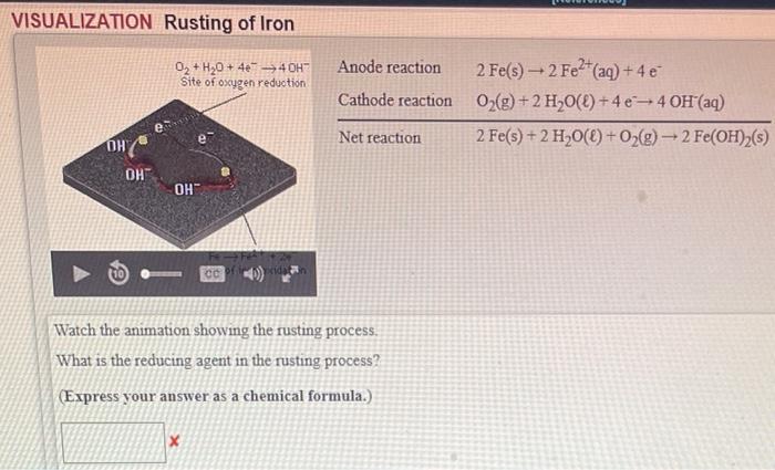 Solved VISUALIZATION Rusting of Iron Anode reaction 02 + H20 | Chegg.com