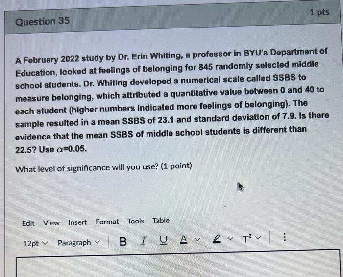 Solved A February 2022 study by Dr. Erin Whiting, a | Chegg.com