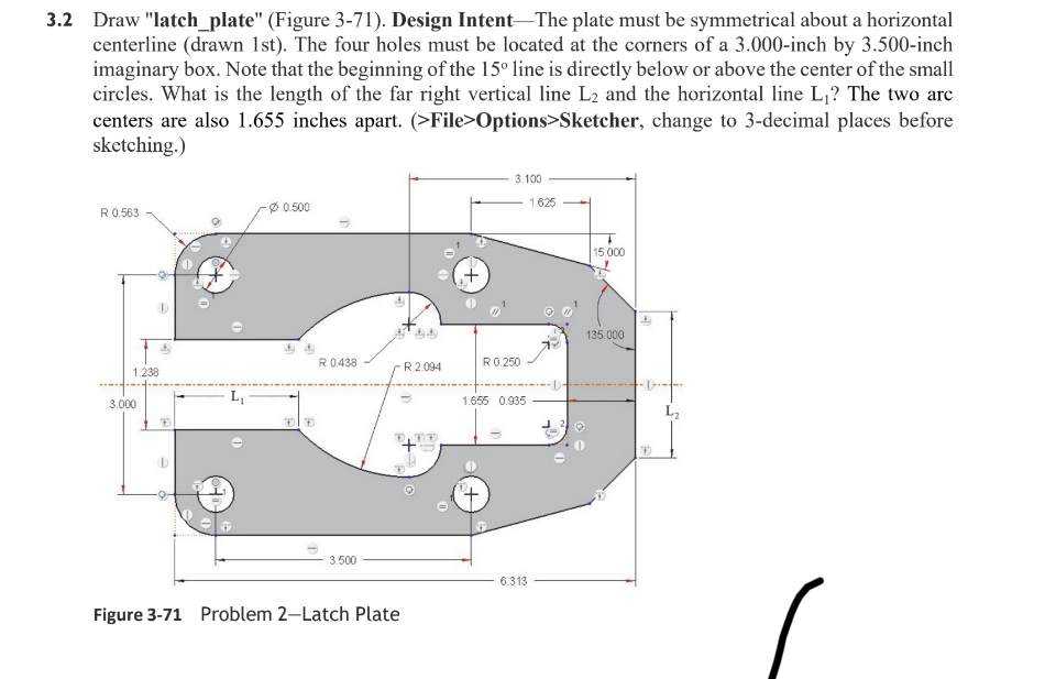 Solved 3.2 ﻿Draw "latch_plate" (Figure 3-71). ﻿Design | Chegg.com