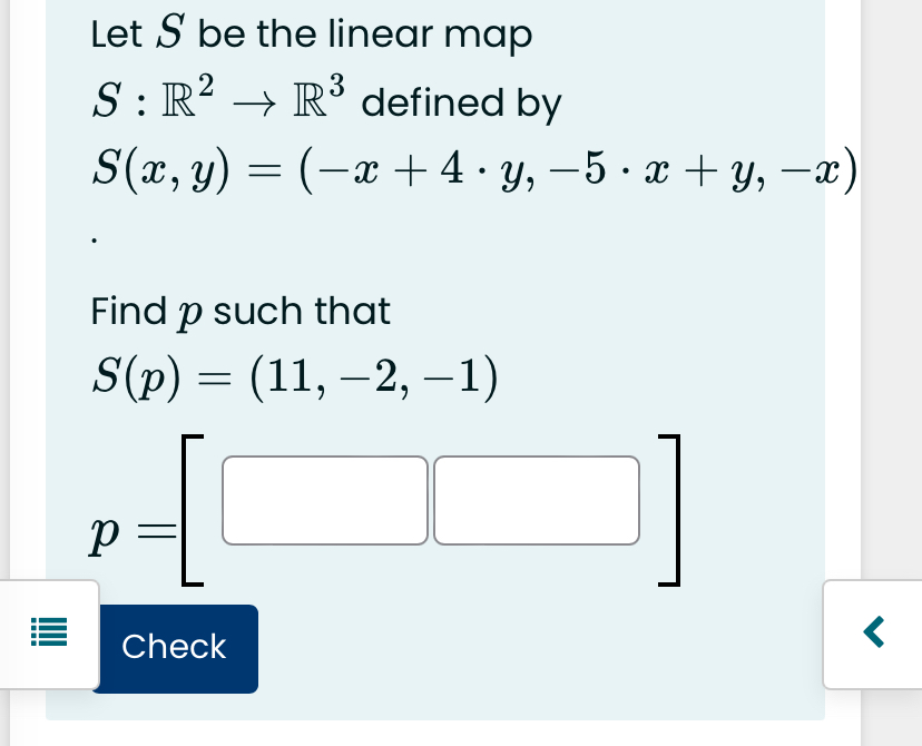 Solved Let S ﻿be the linear mapS:R2→R3 ﻿defined by | Chegg.com